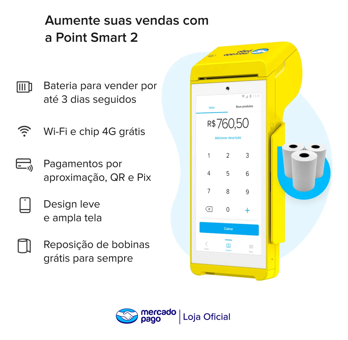 Mercado Pago: Conheça a Máquina de Cartão Point Smart 2 4G Wi-Fi ...